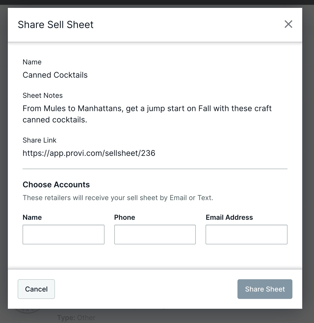 How do I send my Sell Sheet?