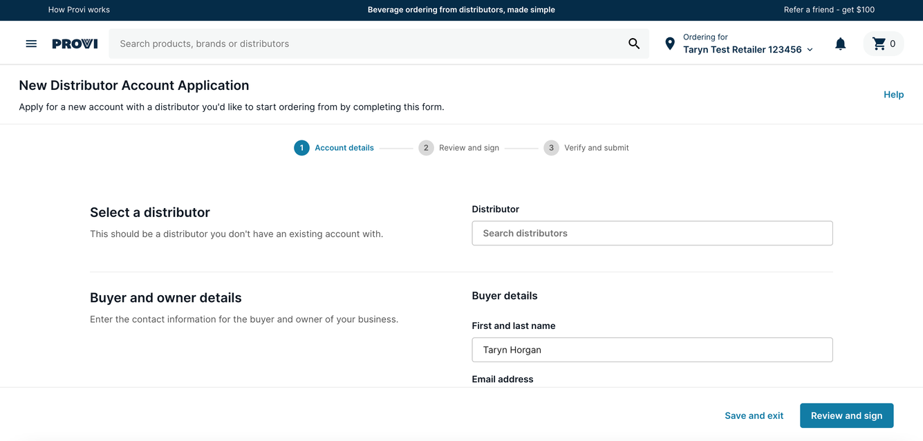 How to apply for a distributor account on Provi