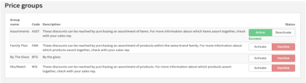 Managing Price Groups
