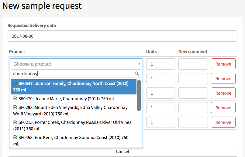 Submitting sample requests