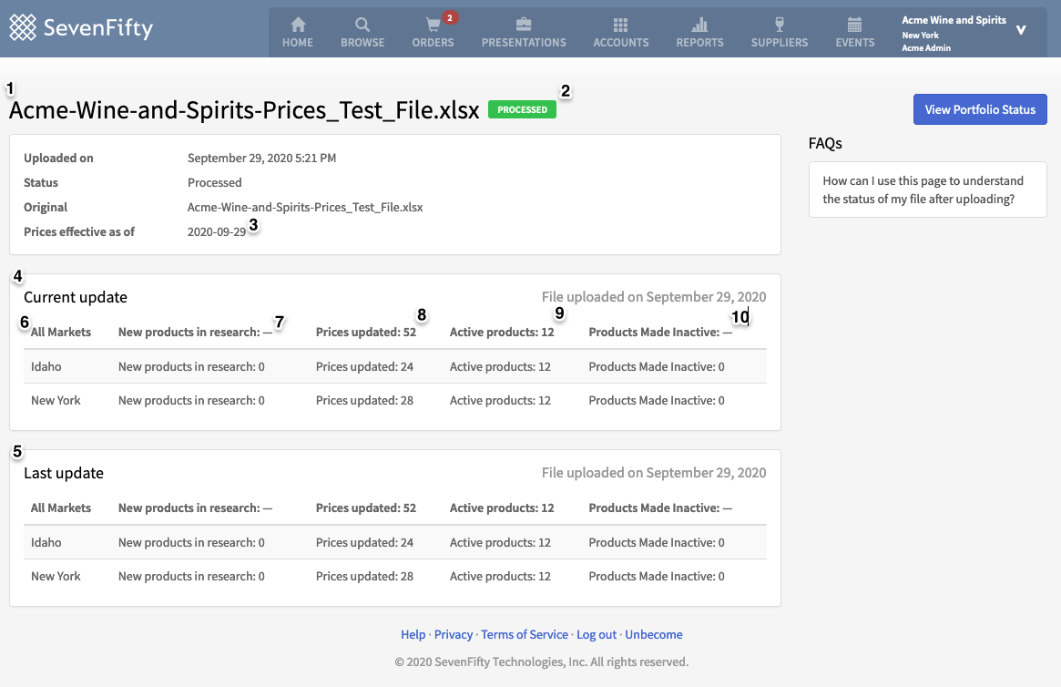 What can I learn from the file status page?