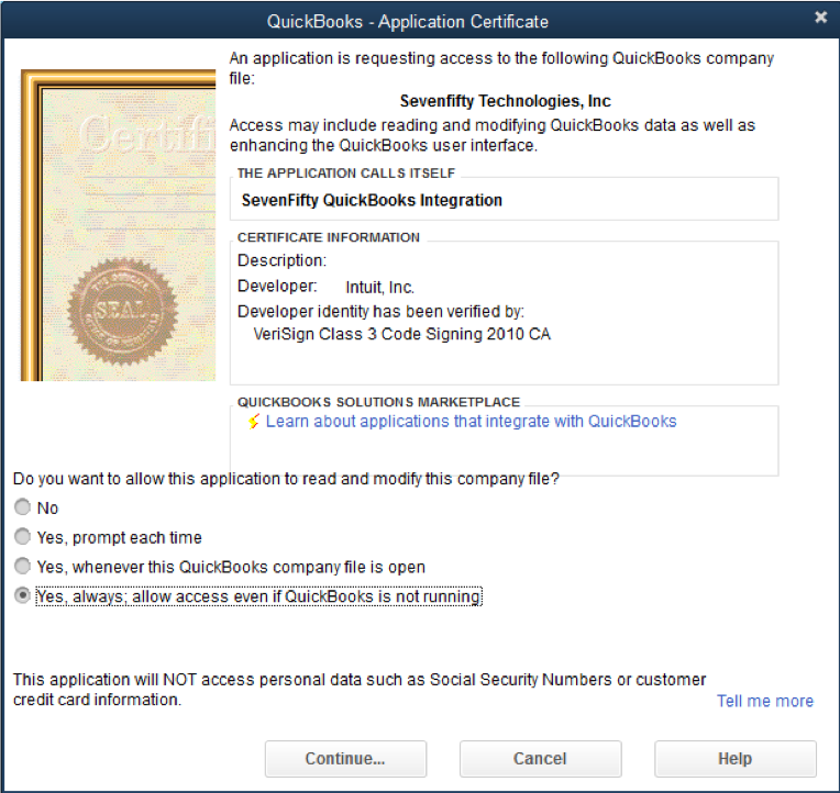 How to integrate with SevenFifty using the QuickBooks Web Connector?