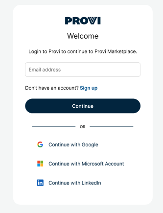 How do I sign up and log in to Provi?
